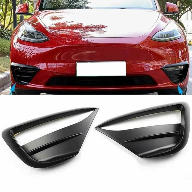 FOR TESLA MODEL Y 2020-2023 Matte Black Front Fog Light Lamp Spoiler ...