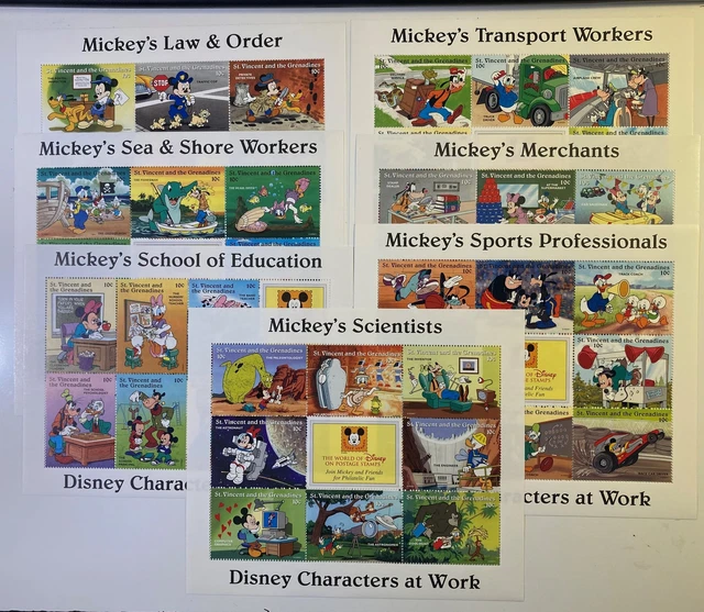 ST VINCENT 1996 disney characters at work set of 7 sheets MNH £20.38 ...