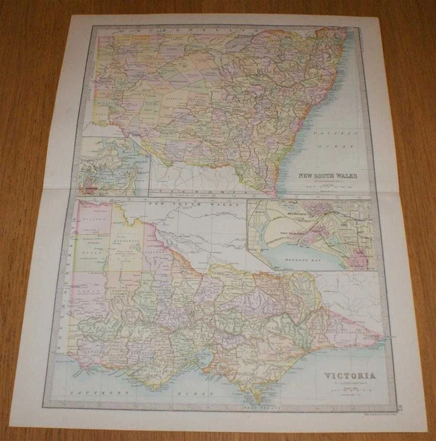 MAP: 1890 VICTORIA and New South Wales, Australia from Library ...