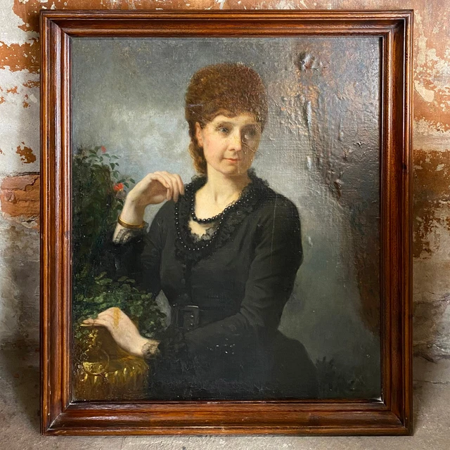 TABLEAU HUILE SUR panneau portrait de femme, peinture à l’huile, école ...