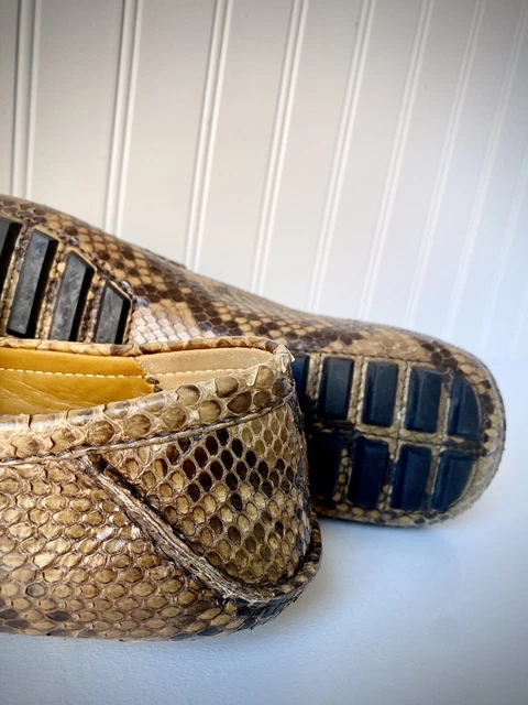 GUCCI PYTHON BAMBOO Horsebit Driving Loafer Flat Like New Mens Shoes 9. ...