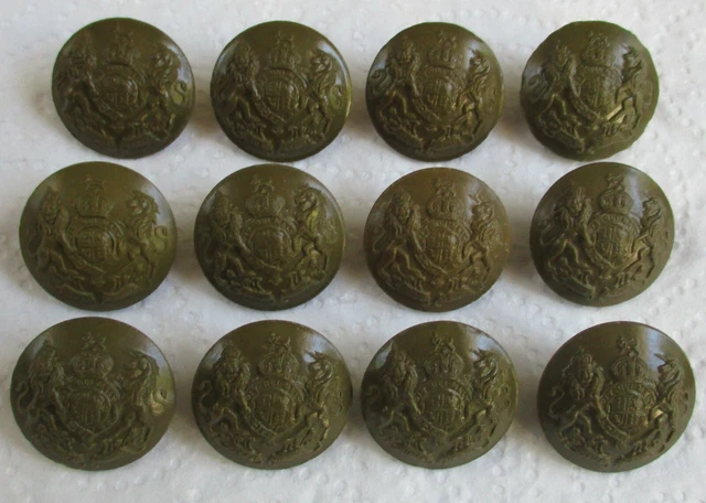 12X UK ARMY:&GENERAL SERVICE BUTTONS"(Large, 25mm, WW2 Bakelite War ...