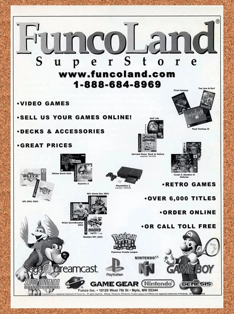 MARIO SNES FUNCOLAND Original 1997 Ad Authentic Genesis Nintendo Game ...