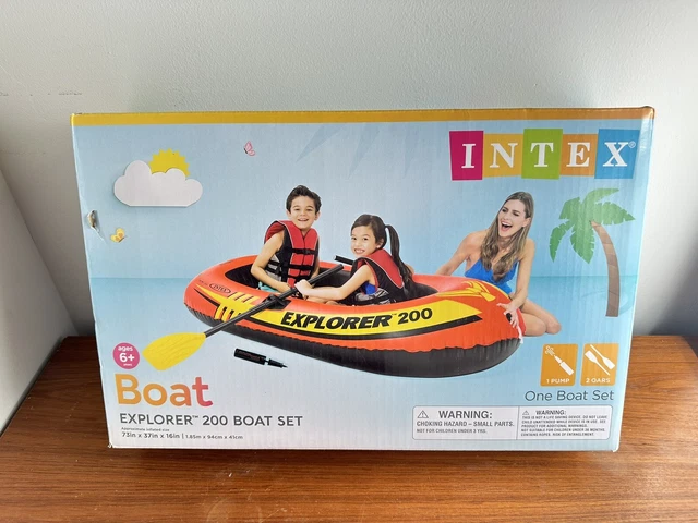 INTEX EXPLORER 200 Inflatable 2 Person River Boat Raft Set w/ Oars ...