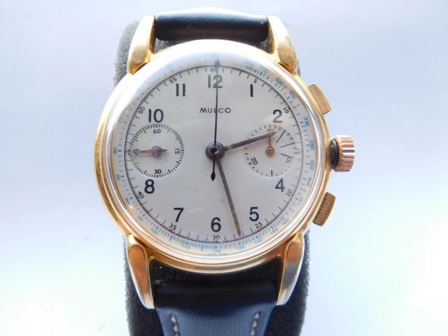 VENUS 155 MULCO vera rarita vintage watch chronograph gold Placcato ...