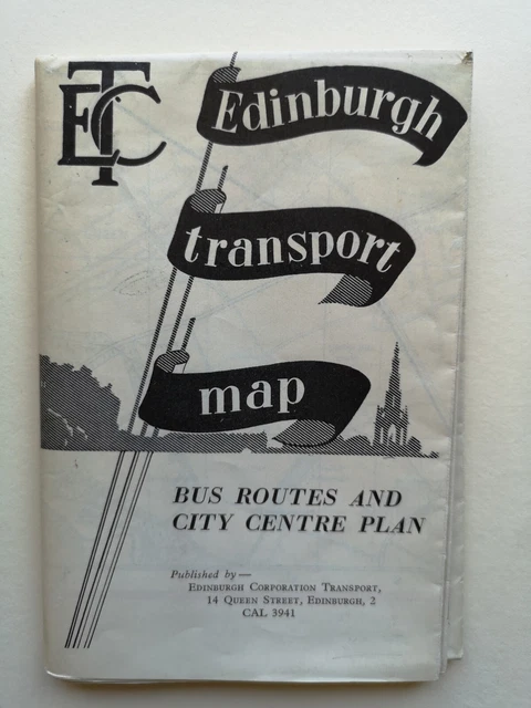 ETC EDINBURGH TRANSPORT Map, Bus Routes & City Centre Plan. May 1958 £ ...