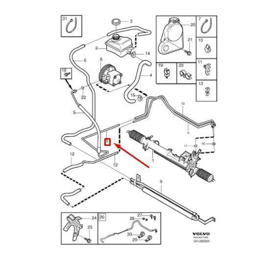 OEM VOLVO XC90 Mk1 Power Steering Pressure Hose 30636901 Genuine £284. ...