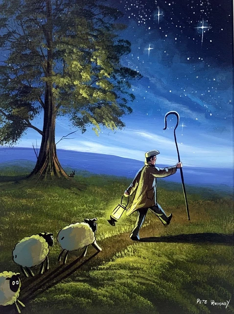 PETE RUMNEY ART Painting The Night Watch Original Hand-Painted Fun ...