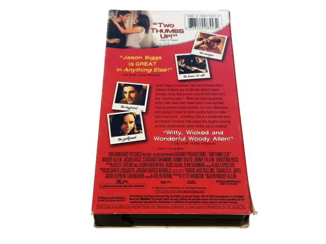ANYTHING ELSE (VHS 2003) Woody Allen, Jason Biggs, Christina Ricci ...