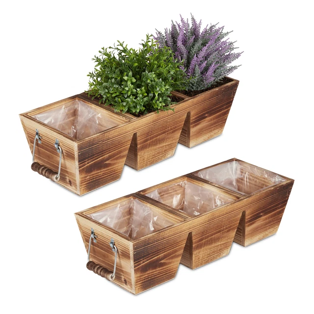 BLUMENKASTEN HOLZPFLANZKASTEN KRÄUTERKISTE 3 Fächer 720 g wetterfest vintage EUR 12,99 - PicClick DE