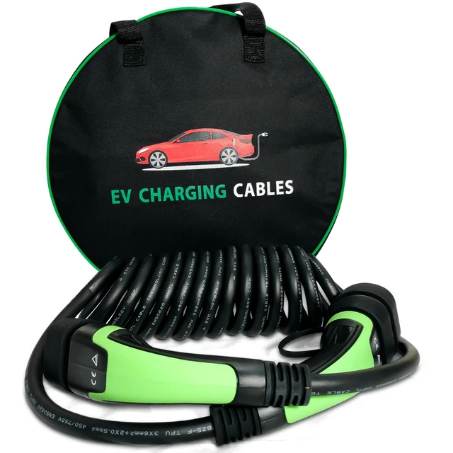 THREE PHASE ELECTRIC Vehicle EV Charging Cable COILED 32a 6M Type 2 ...