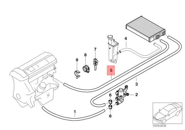 GENUINE BMW E46 Convertible Radiator Engine Return Hose Line OEM ...