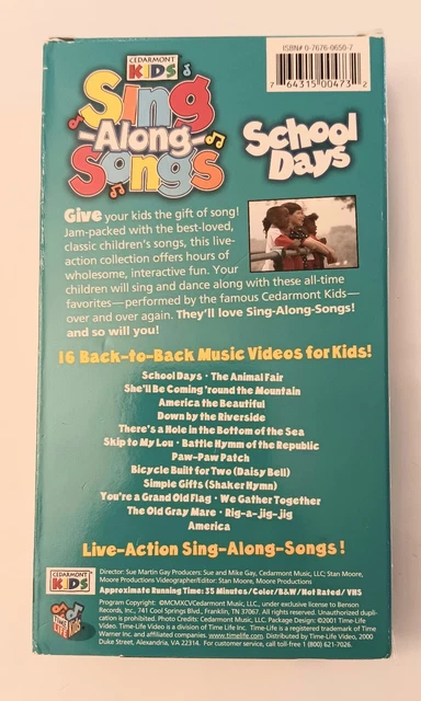 CEDARMONT KIDS: SING Along Songs- School Days (VHS,2001) $16.56 ...