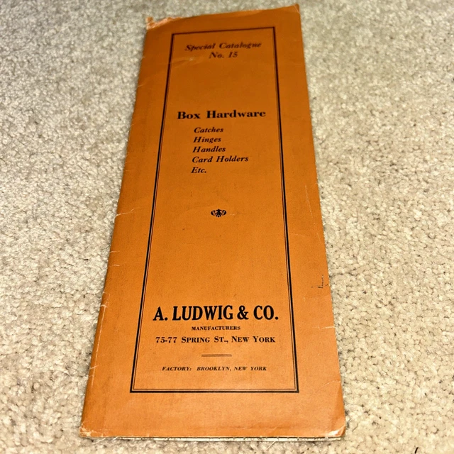 VINTAGE 1920S A. LUDWIG & CO. HARDWARE CATALOGUE - Box Hardware ...
