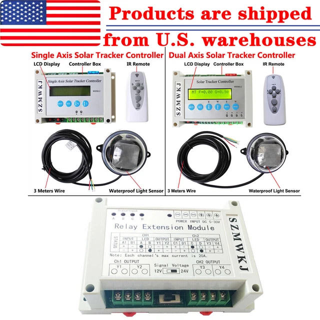SOLAR TRACKING SINGLE/DUAL Axis Solar Tracker Controller +Relay DIY ...