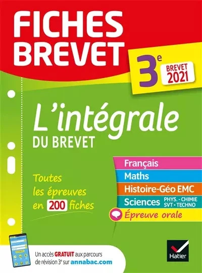 FICHES BREVET L'INTÉGRALE du brevet 3e Brevet 2021: fiches de révision ...