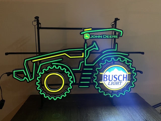 BIG JOHN DEERE Busch Light Farm Tractor LED Beer Bar Neon Sign With ...