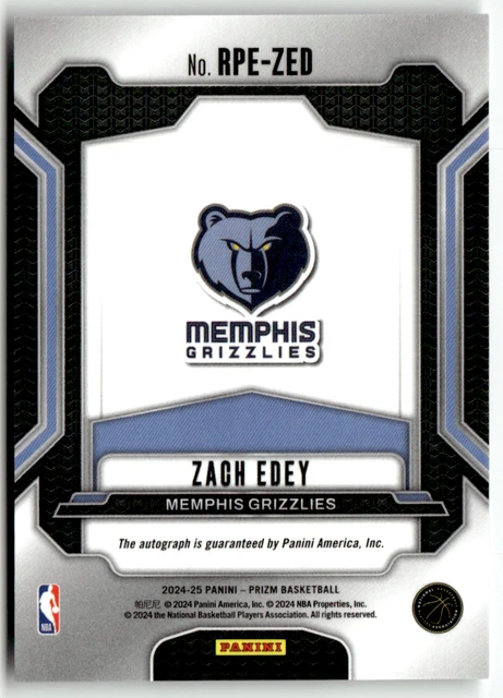 PANINI PRIZM 2024-25 NBA No. RPE-ZED Zach Evey Rookie Penmanship Auto £ ...