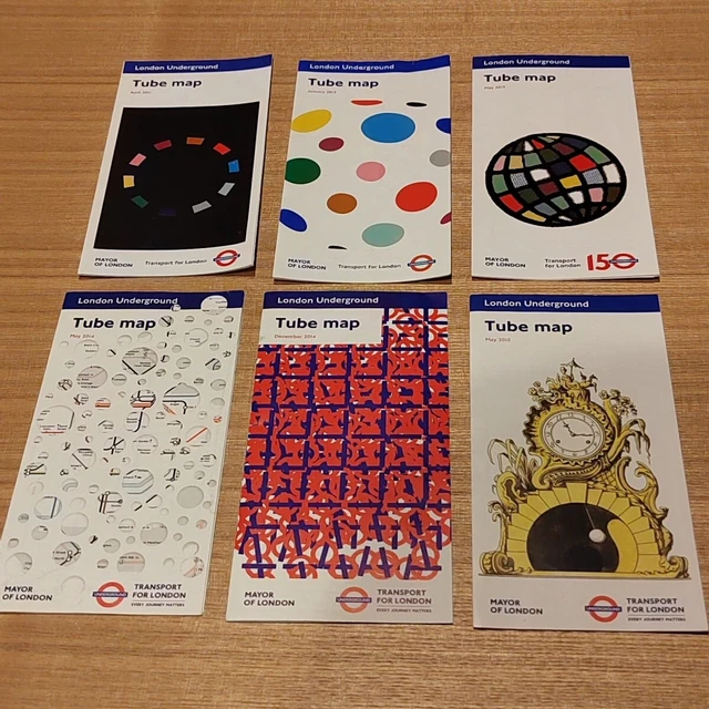 6 LONDON UNDERGROUND Tube Map Leaflets 2011, 2012, 2013, 2014, 2015 (B ...