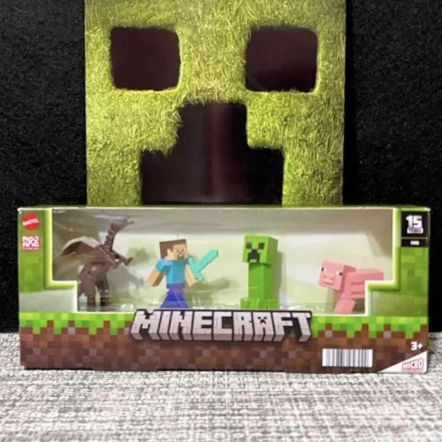 MINECRAFT MICRO COLLECTION Figure Set Steve Creeper Ender Dragon Pig ...