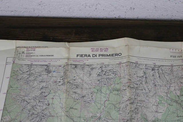 CARTA TOPOGRAFICA FIERA di Primiero CARTINA MAPPA per uso militare ...