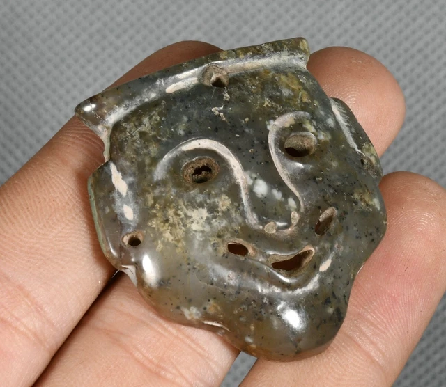 1.5''HONGSHAN CULTURE OLD Jade Carved Indigenous People Person Face ...