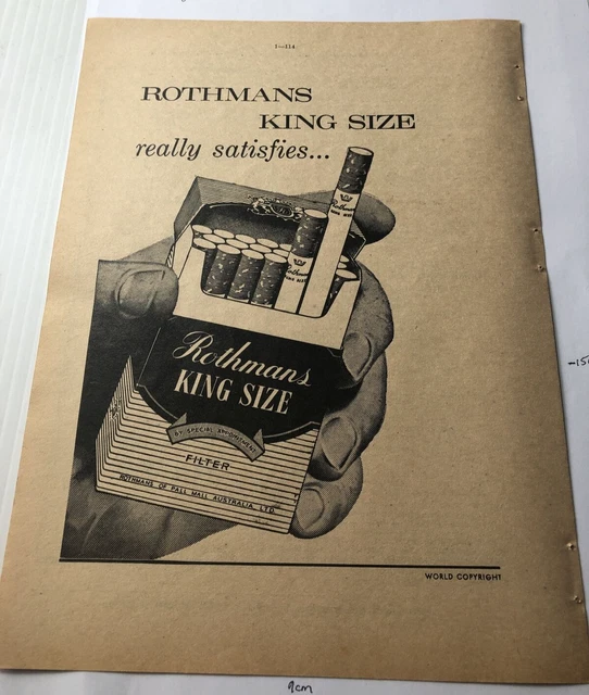 ROTHMANS KING SIZE Cigarettes Smokes Tobacco Original Vintage ...