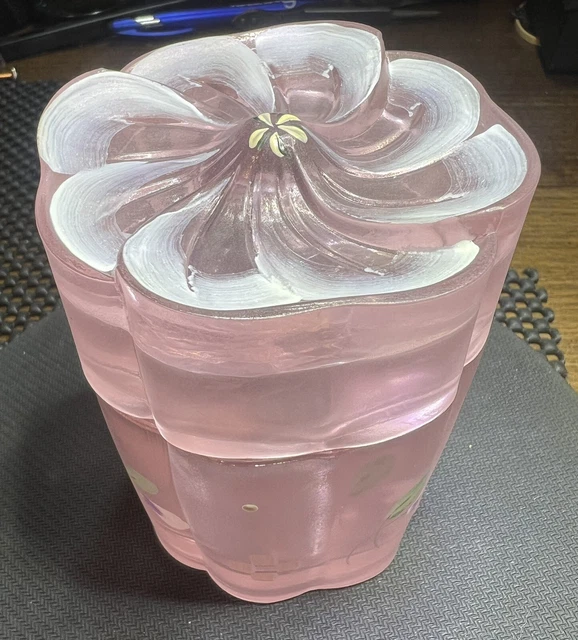 VINTAGE FENTON GLASS Hand painted In USA Signed By A Russell Pink ...