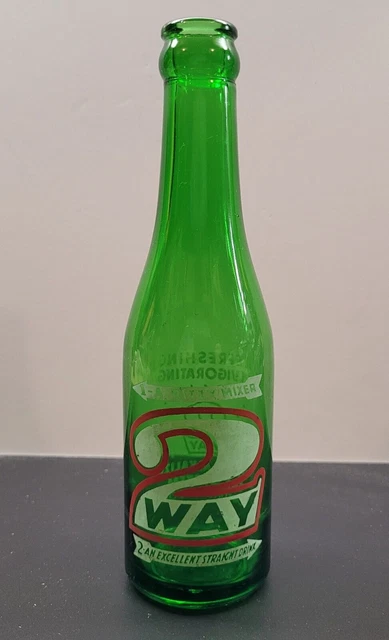 VINTAGE SODA POP Bottle -2 Way - ACL Green Glass 7oz. $10.99 - PicClick