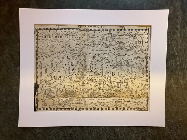 1568 REAL RARITY , Genuine Latin Map Of Canaan Hebrew Exodus Israel ...