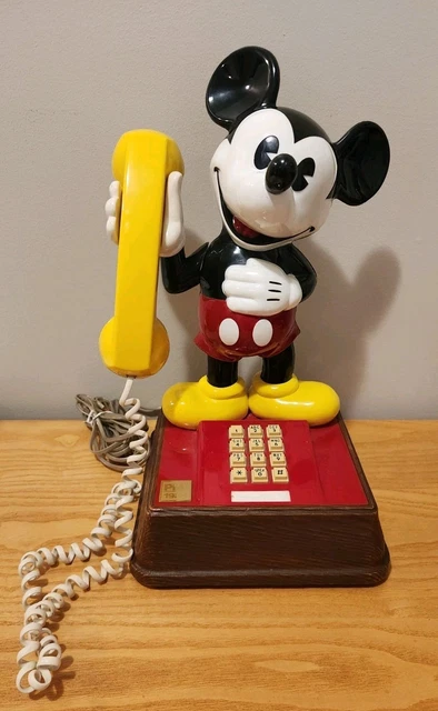 MICKEY MOUSE TELEPHONE Push Button Yellow Handset 1984 Disney Rare ...