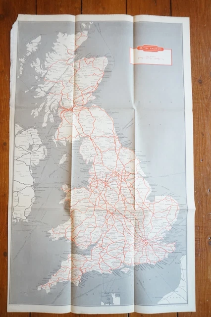 1953 BRITISH RAIL Passenger Network Railway System Map RGC £9.59 ...