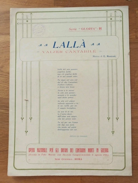 SPARTITO MUSICALE - serie "GLORIA" H - LALLA' valzer cantabile - E ...