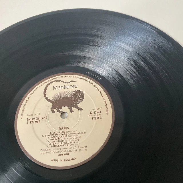 ALBUM ORIGINAL 1971 d'Emerson Lake & Palmer Tarkus Manticore Records K ...
