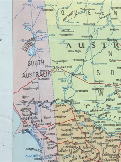 MAP OF AUSTRALIA New Zealand Pacific Ocean Map Print Original 1977 £0. ...