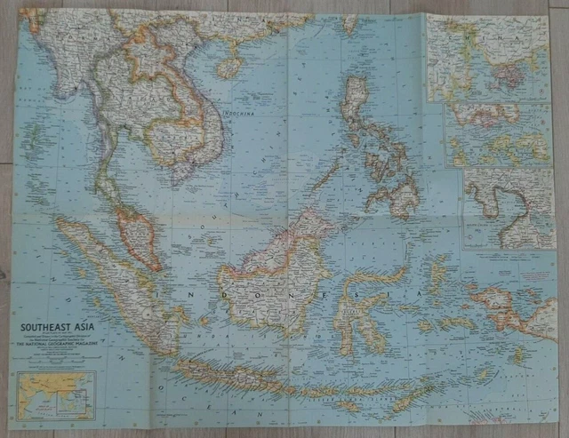 NATIONAL GEOGRAPHIC MAP of Southeast Asia. (May, 1961). £5.00 - PicClick UK