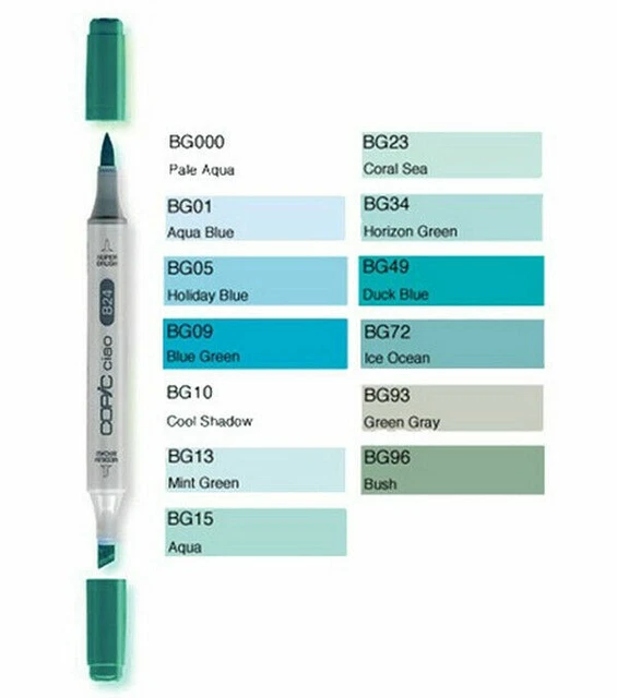 COPIC CIAO MARKERS BG Blue-Green Series (Multiple Color) £5.35 ...