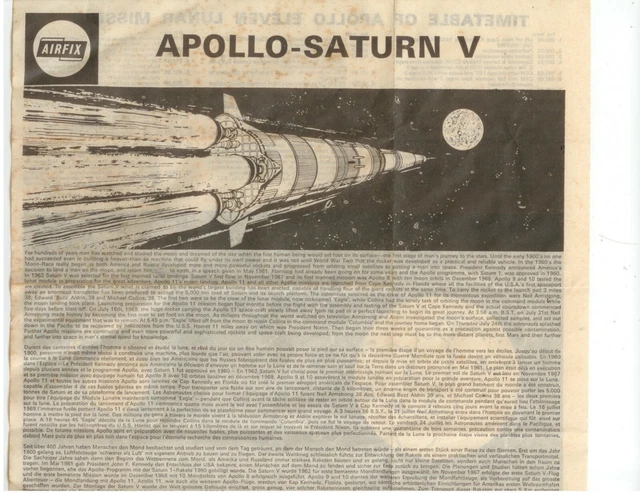 AIRFIX APOLLO-SATURN V Apollo 11 Information sheet from plans A187/1 £0 ...