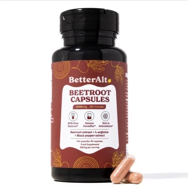 BETTERALT BEET ROOT Powder Capsules (16000mg) - Nitric Oxide Booster £5 ...