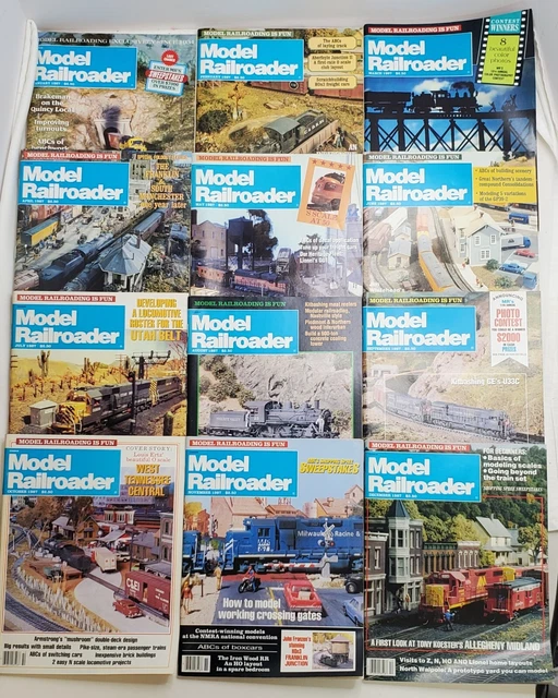 MODEL RAILROADER MAGAZINE 1987 Train Locomotive Complete Year 12 Issues ...