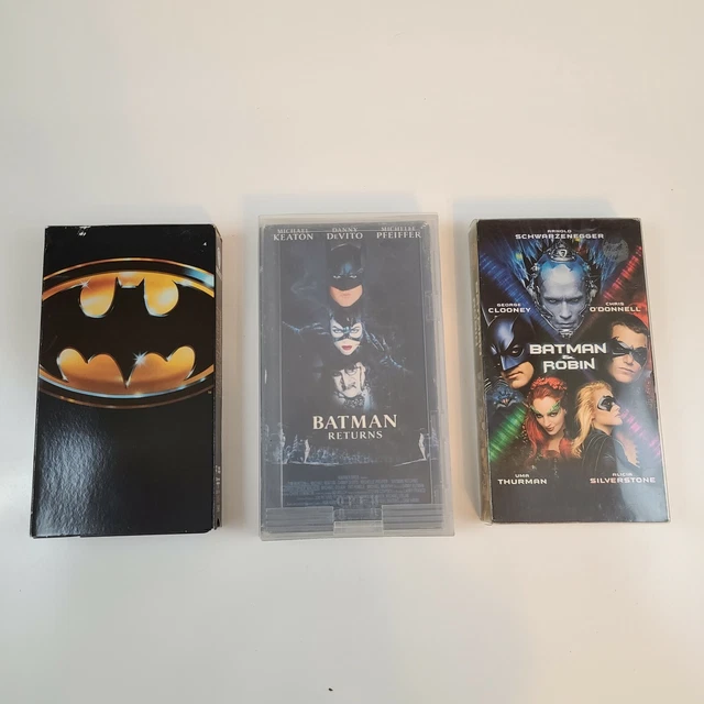 LOT DE 3 films Batman VHS Batman Returns & Robin Tim Burton Keaton DC ...
