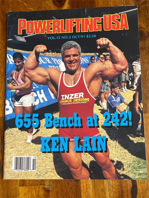 POWERLIFTING USA MUSCLE strongman bodybuilding magazine KEN LAIN 10-91 ...