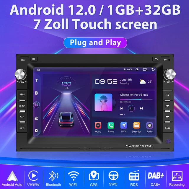 AUTORADIO CARPLAY ANDROID GPS Navi RDS DAB+ per VW Polo 9N Golf 4 Passat B5 T5 EUR 164,02 ...