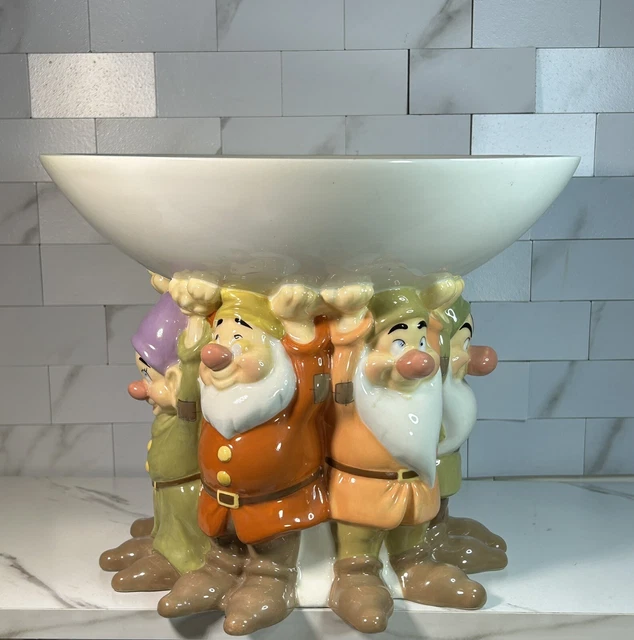 RARE DISNEY SNOW White and the Seven Dwarfs Pedestal Bowl Centerpiece ...
