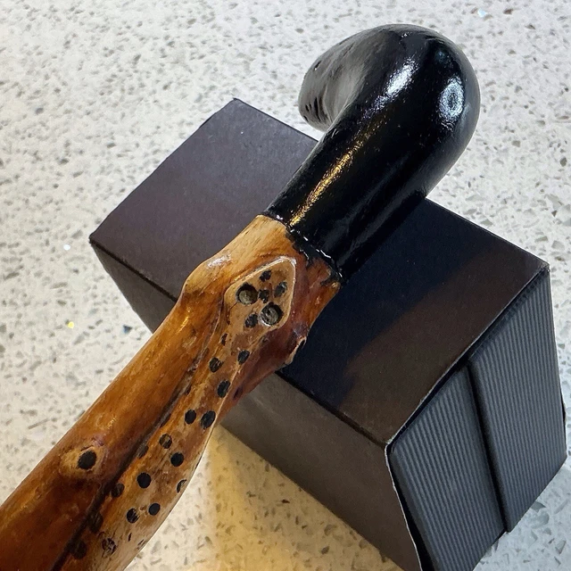 WALKING STICK WOODEN Pole With A Snake Twisting Up £21.47 - PicClick UK
