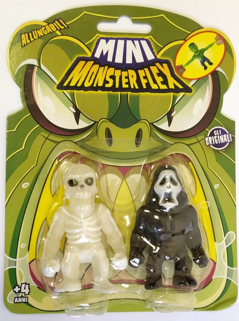 MINI MONSTER FLEX 1' Serie Scheletro e Uomo Nero Super Stretchy Figures ...