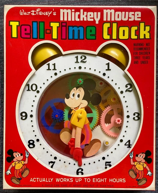 MICKEY MOUSE TELL-TIME Clock, Circa 1960’S $24.99 - PicClick