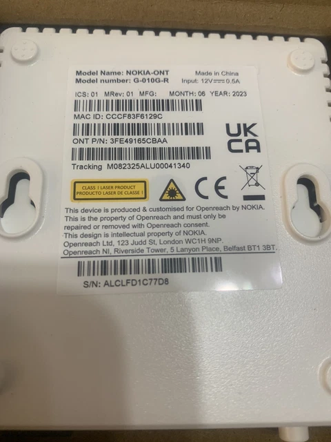 NOKIA-ONT G-010G-R OPENREACH Optical Fibre GPON Terminal BNIB New Item £13.19 - PicClick UK