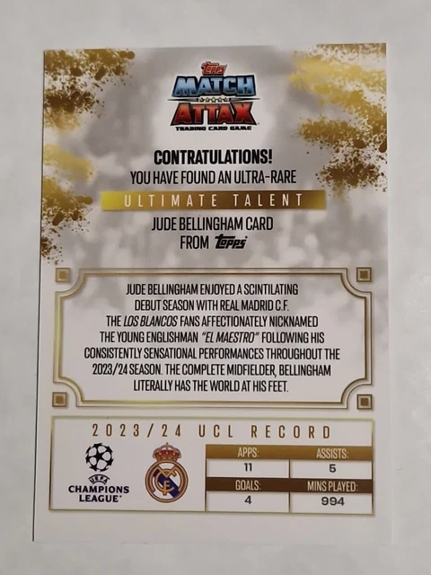 TOPPS MATCH ATTAX 2024/25 Jude Bellingham Ultimate Talent EL MAESTRO DE ...