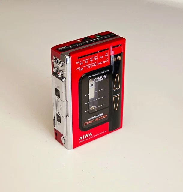 SUPER RARE RED Aiwa Recording Walkman Radio Cassette Recorder HS-J36 ...